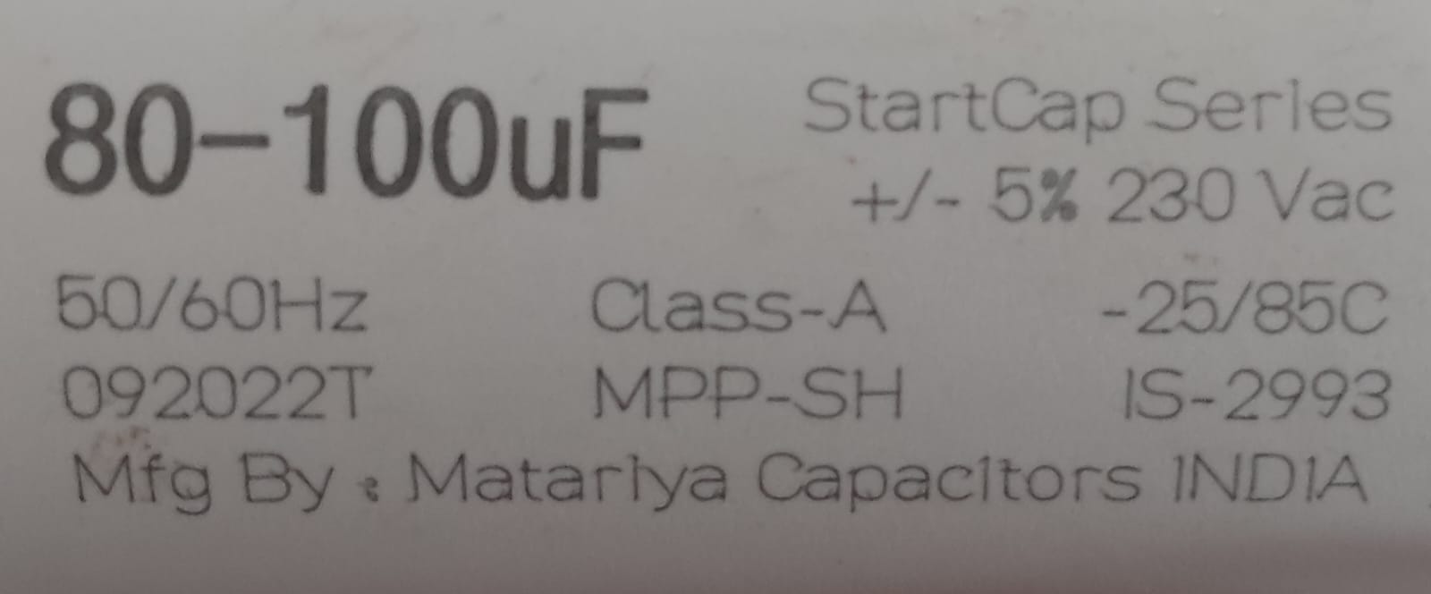 80/100 MFD MOTOR START CAPACITOR CODE 6335 – Ac Vado
